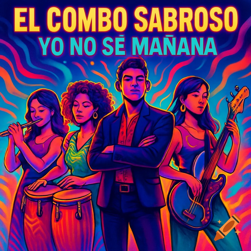 Colorful, stylized album cover of a man with dreadlocks playing a ...