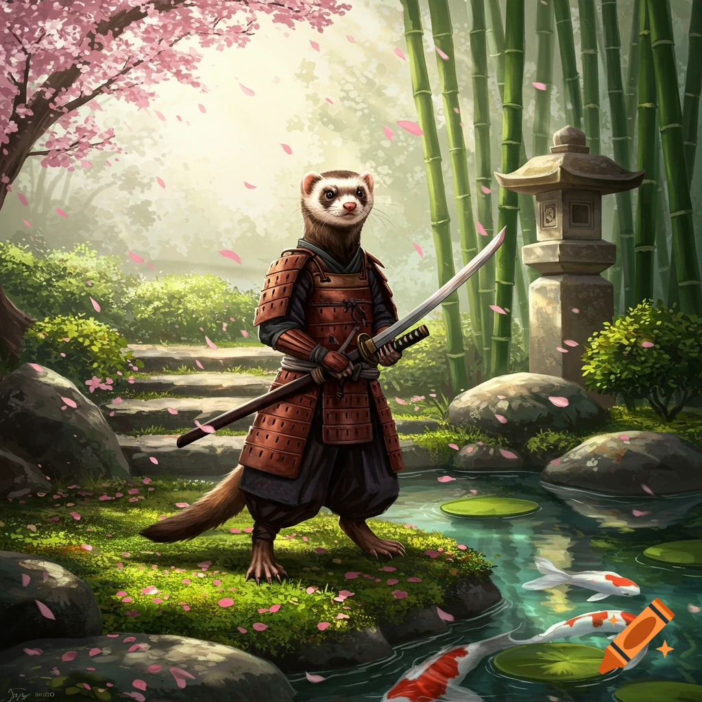 Stylized axolotl warrior in traditional Japanese armor on Craiyon