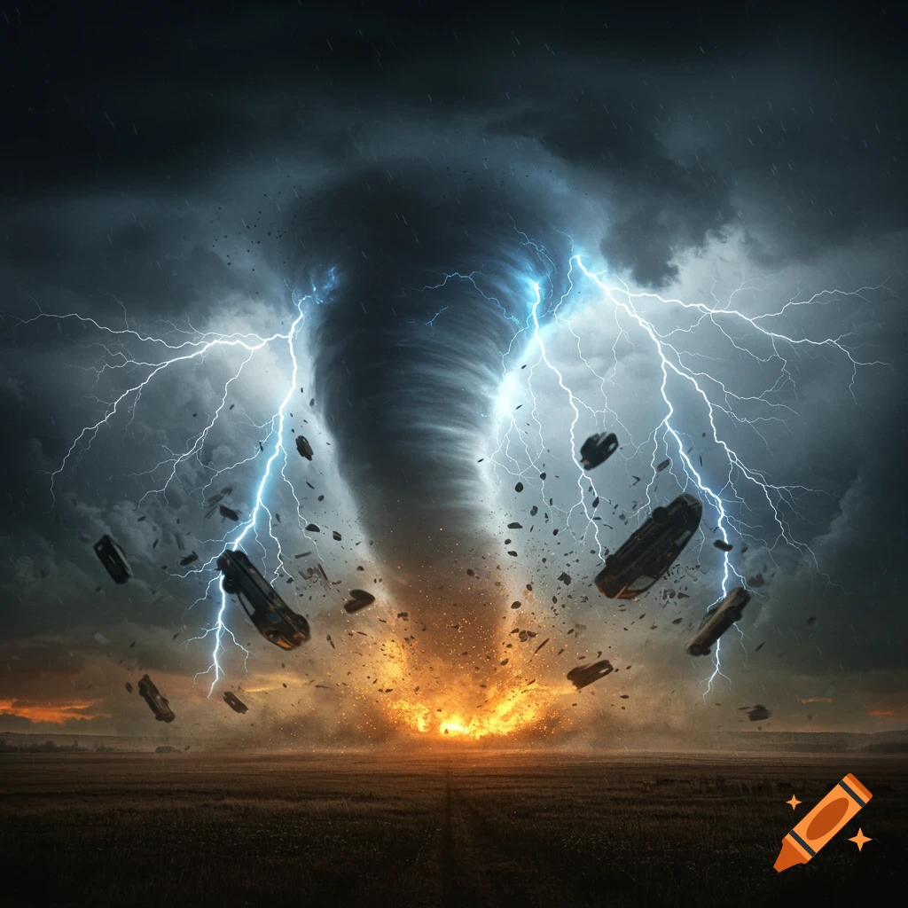 Anime drawing of three silhouetted teenagers standing on cracked ground ...