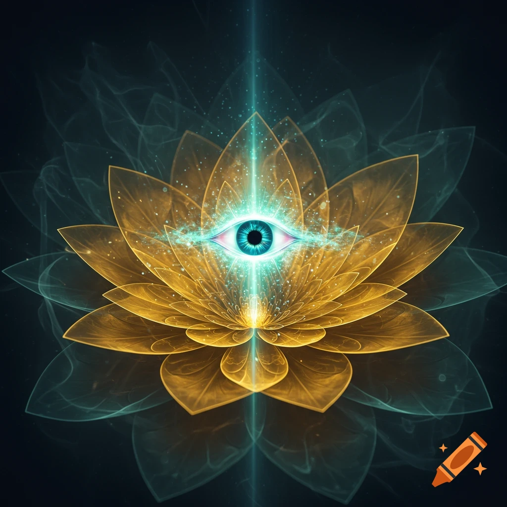 Golden nautilus shell with trees and a radiant tree of life against a ...