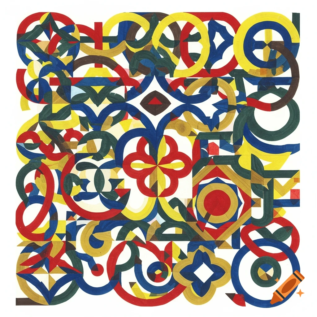 Abstract line drawing of a laughing face in Mondrian and Picasso style ...