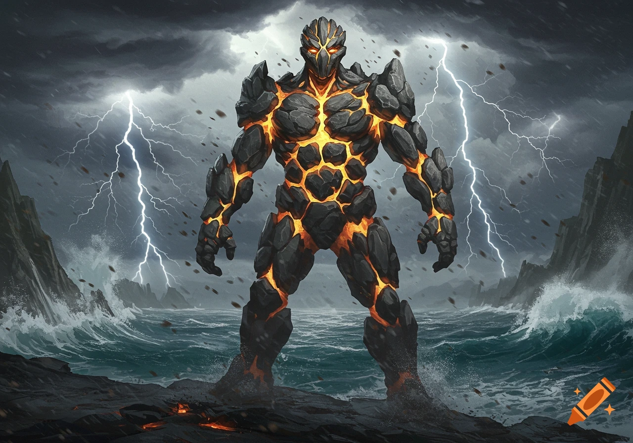 A giant, muscular, and extremely hairy man stands in a sunny desert ...