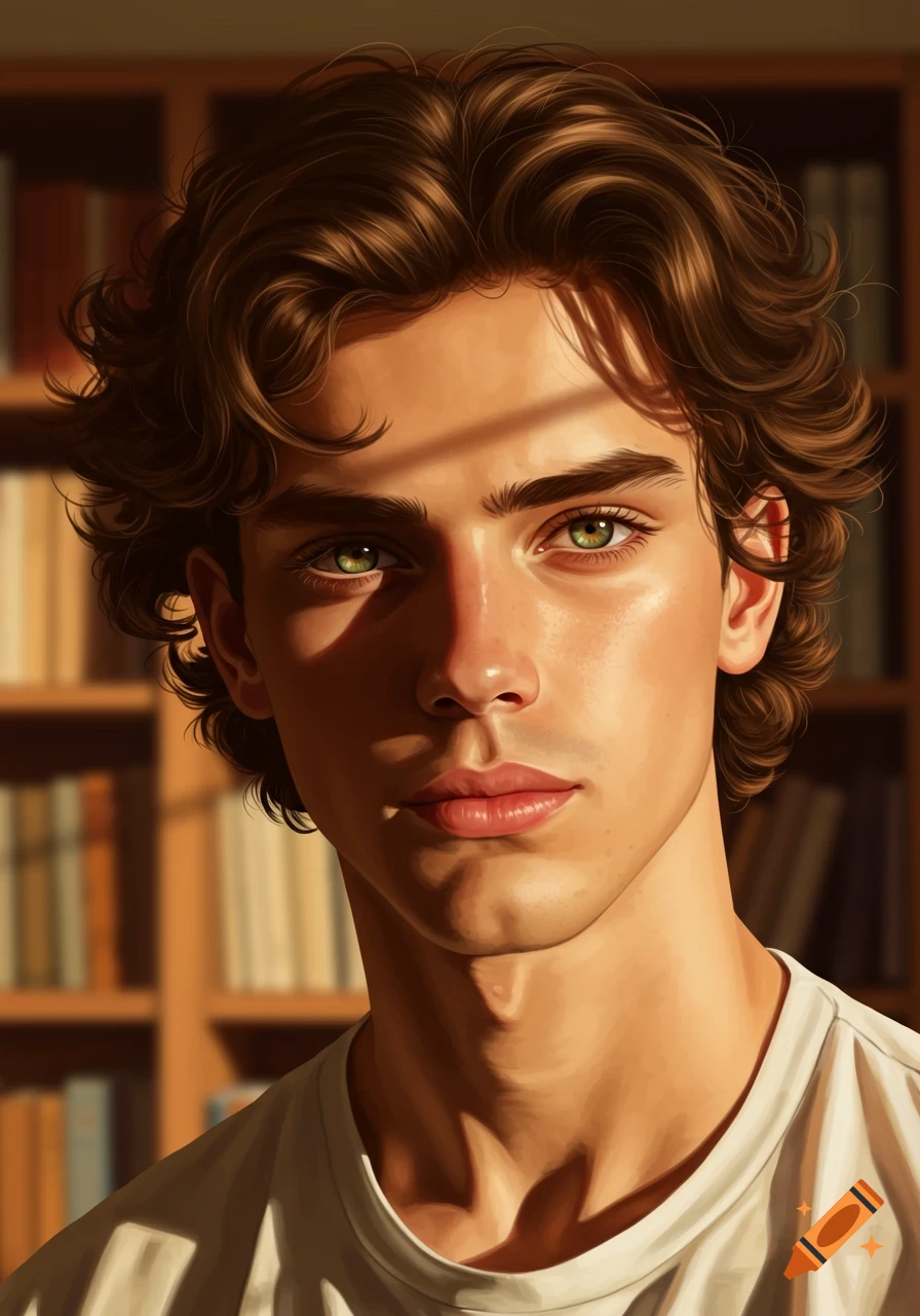 Beautiful man with wavy blond hair, tanned skin and golden eyes on Craiyon