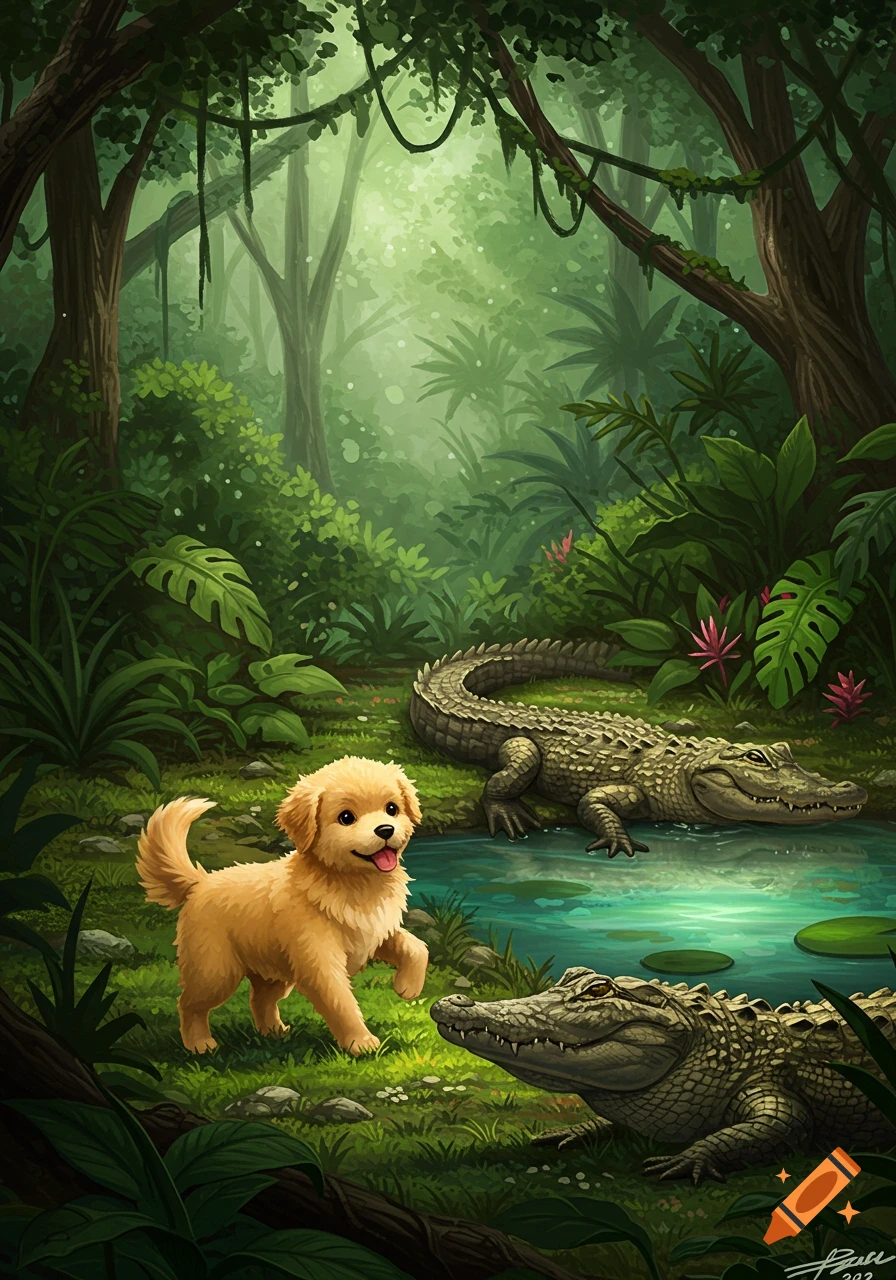 Cute small dogs wearing knight armor march through a vibrant, sunlit ...