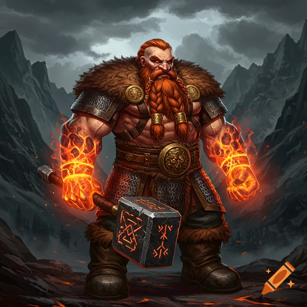 Muscular strongman with beard wearing a sleeveless coat on Craiyon