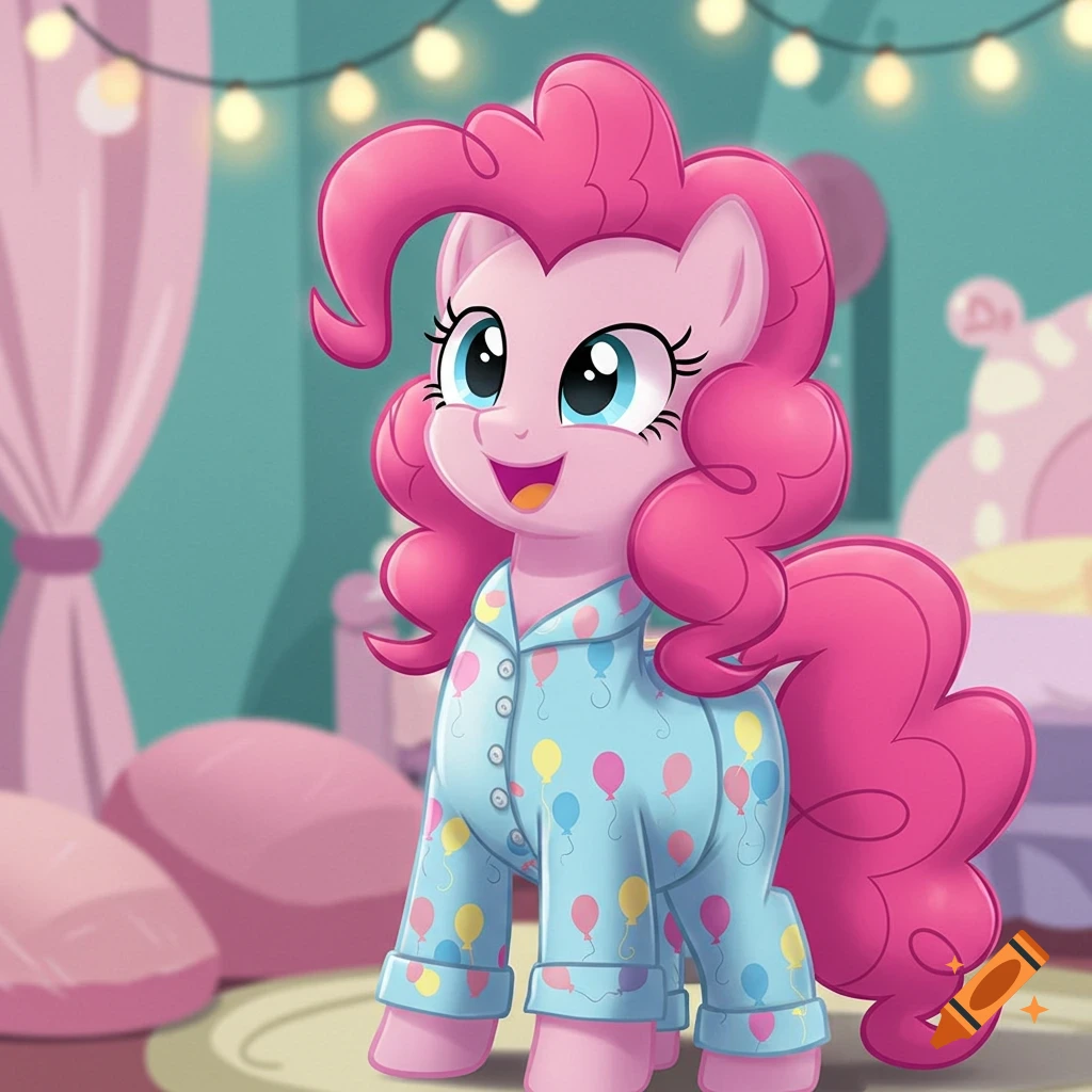 Pinkie Pie from My Little Pony crying on a pink couch on Craiyon