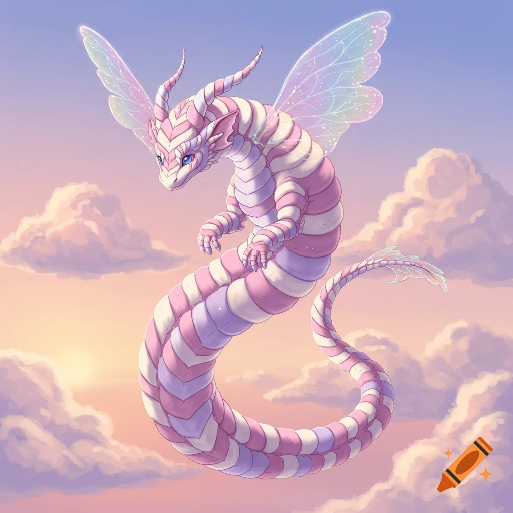 A cute, green anthropomorphic dragon wearing a pink kimono, depicted in ...