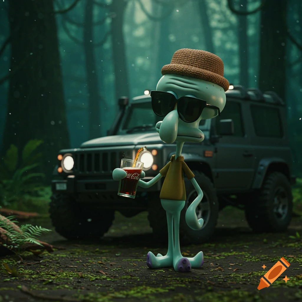 Image of a Smurf-like cat in the forest on Craiyon