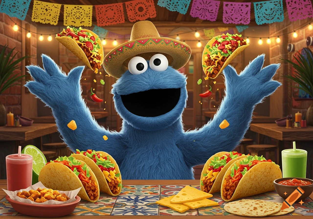 Cartoon USA and Texas countryballs eating tamales under a banner that ...