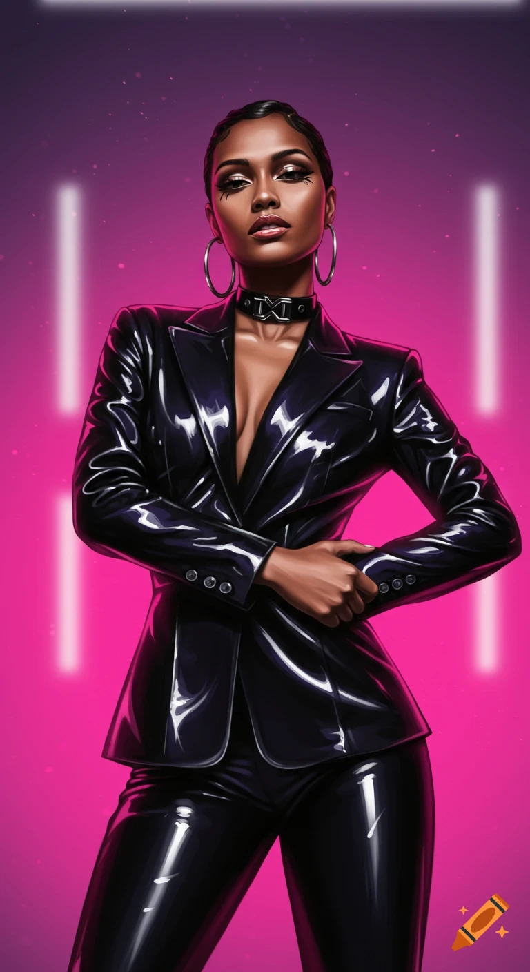 Illustrated portrait of a rhythmic gymnast in a sparkling blue leotard ...