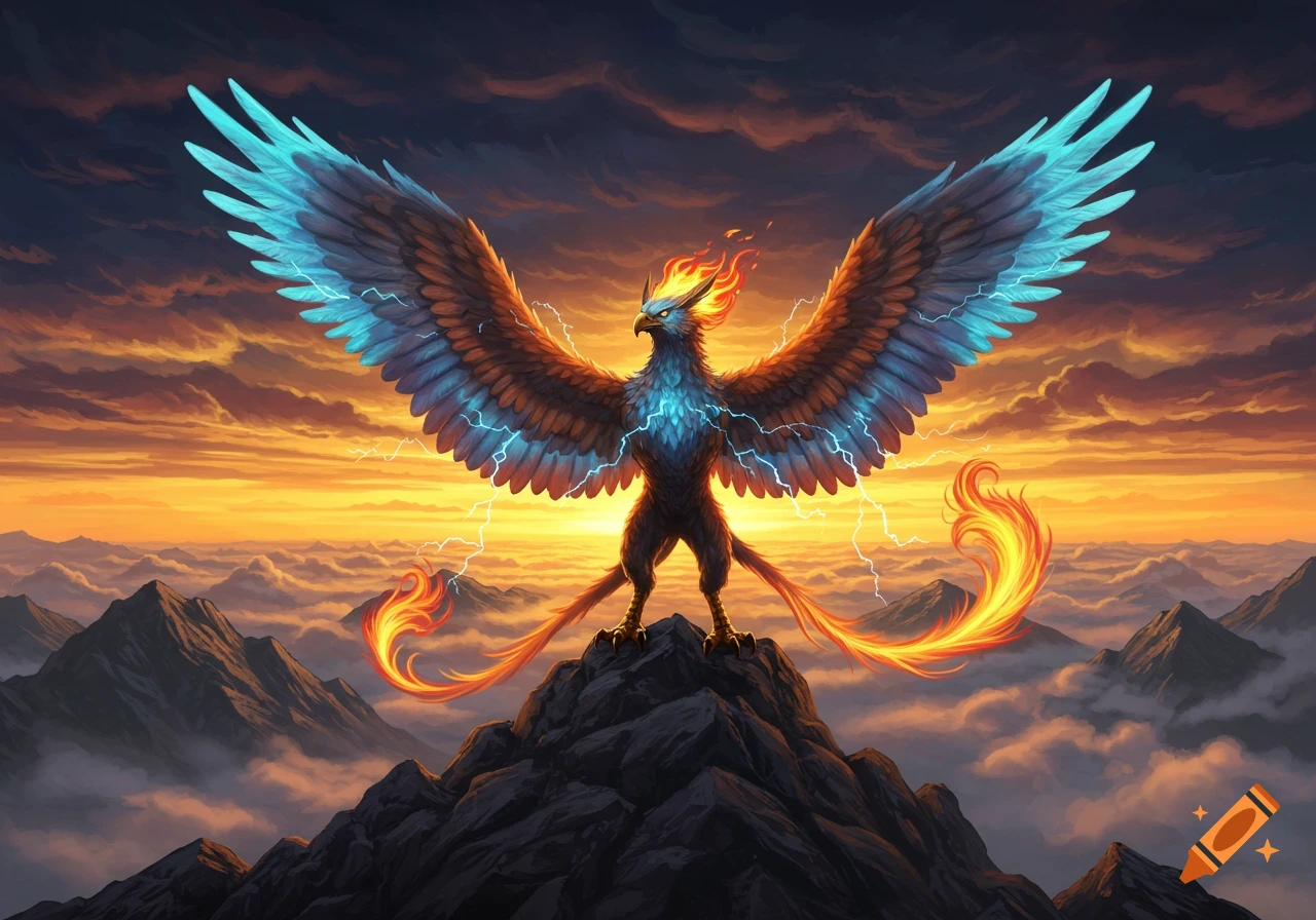 A majestic lammergeier with a white head and red chest flies over snow ...