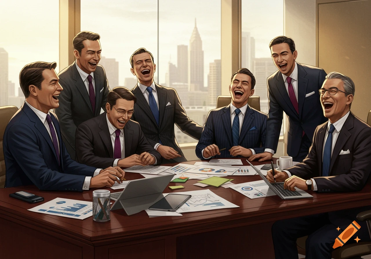 A wealthy man in a suit stands among luxury cars, helicopters, a ...