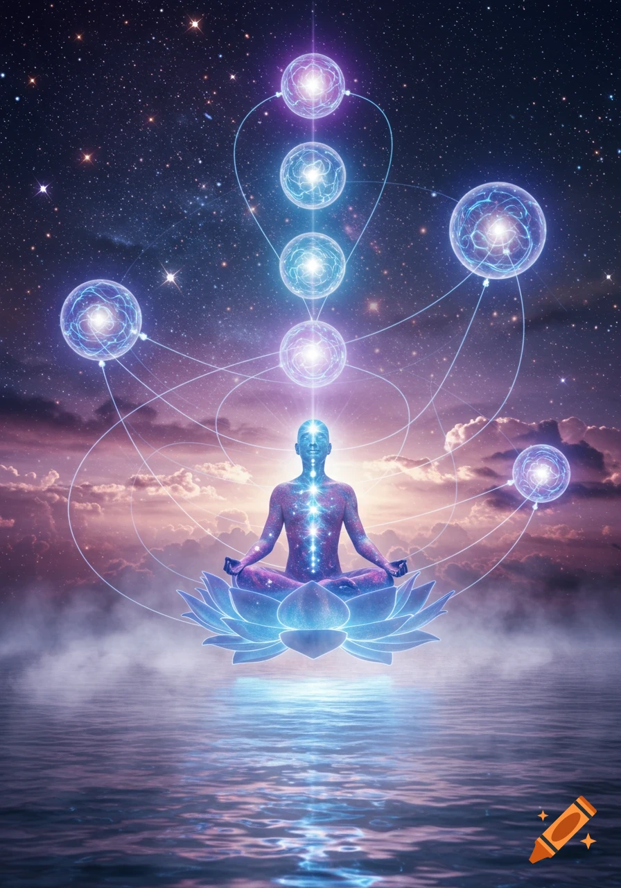 Glowing geometric symbols resembling sacred geometry interconnected by ...