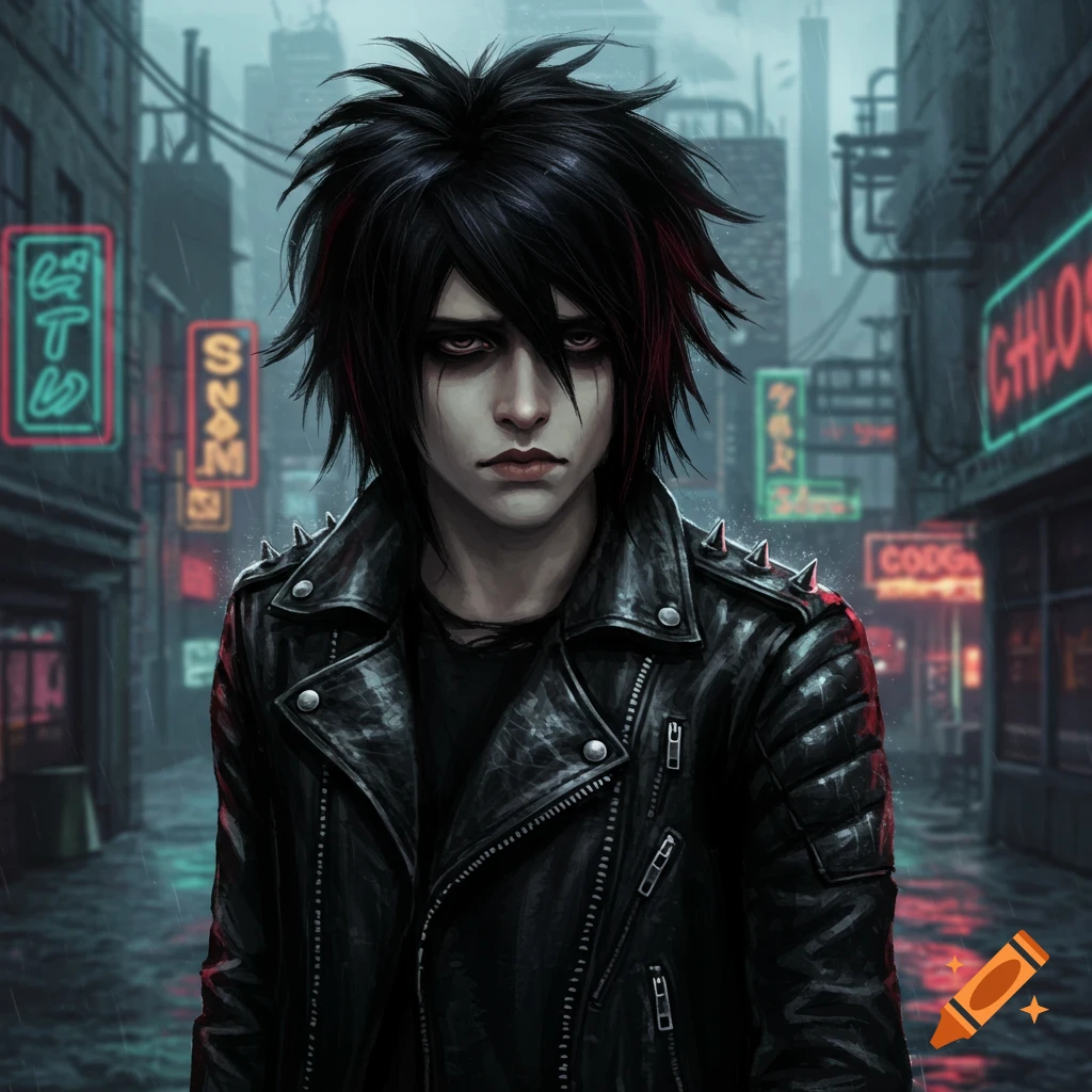 Emo boy with fringe hanging over his eyes on Craiyon