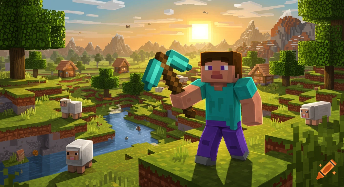 A blocky character with blonde hair, black glasses, a yellow shirt ...