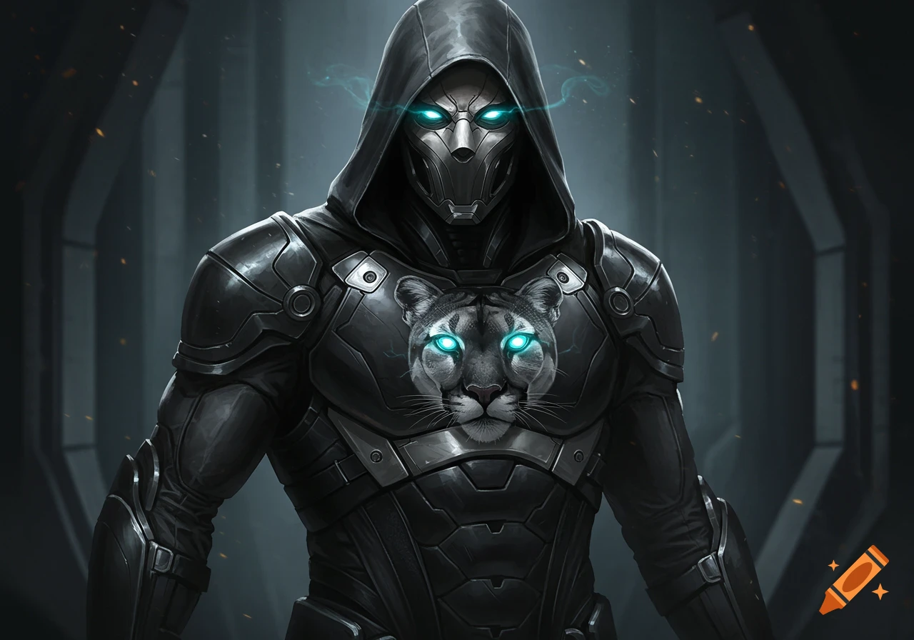 Muscular gorilla in a black and red superhero armored suit and a red ...