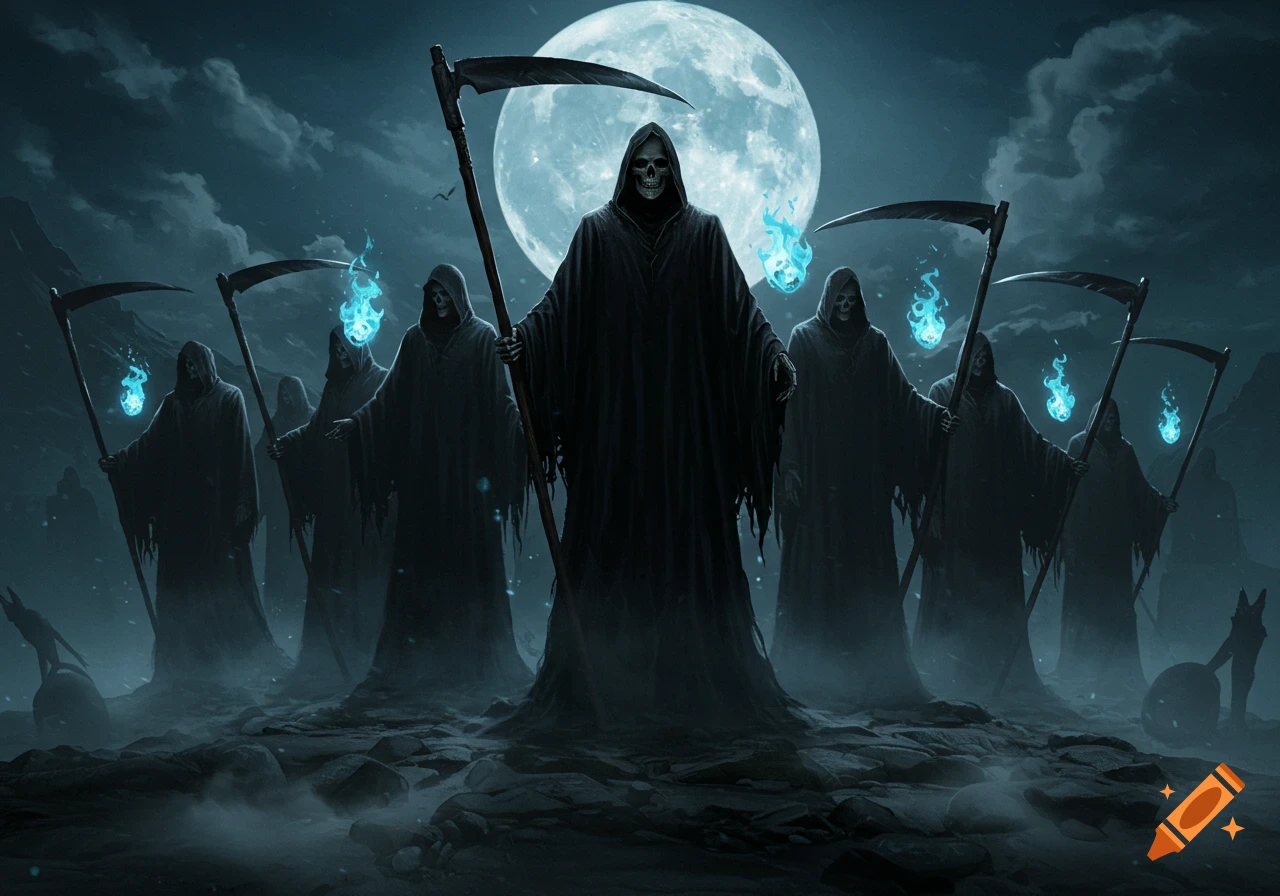 A cute cartoon grim reaper, with big eyes, holding a pink pickleball ...