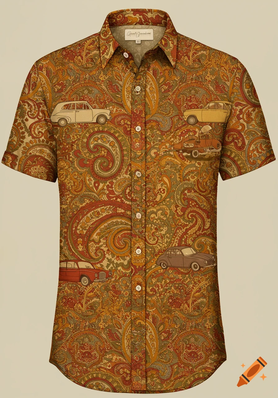 Seven short-sleeved men's shirts with abstract, floral, and color ...