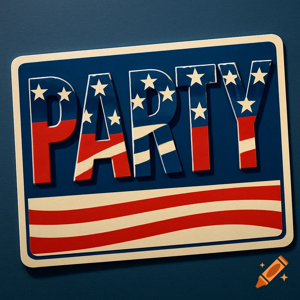 A weathered red, white, and blue bumper sticker on a vehicle reads ...