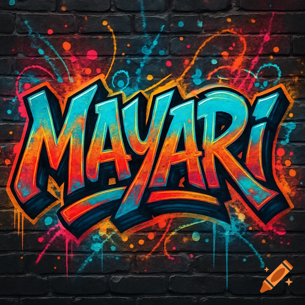 Vibrant graffiti art spelling 'Veerle' on a dark brick wall under a ...