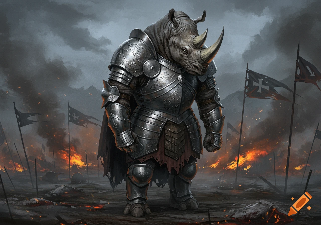 Close-up of a menacing minotaur's face with a gold nose ring ...