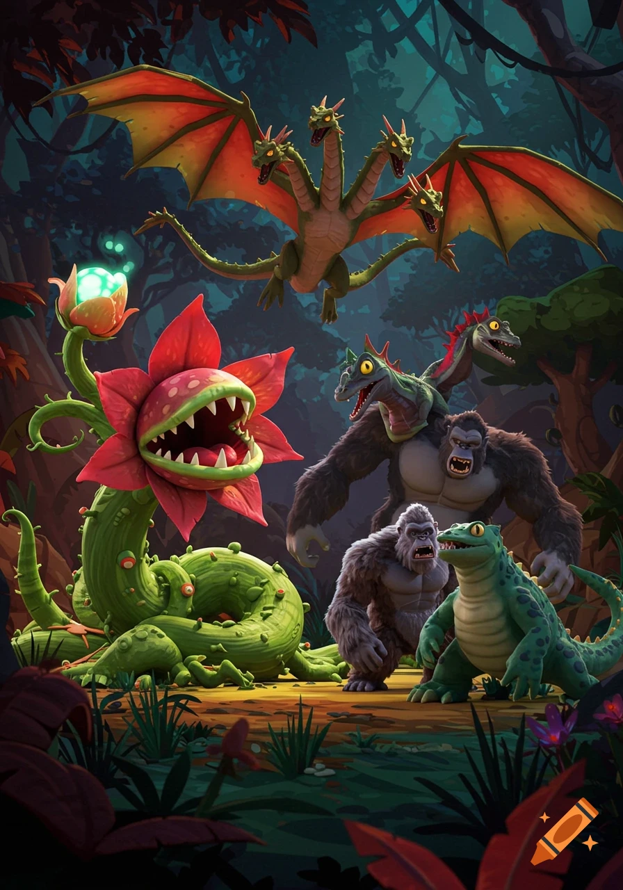 A happy, furry red monster with horns plays drums on a wooden stage in ...