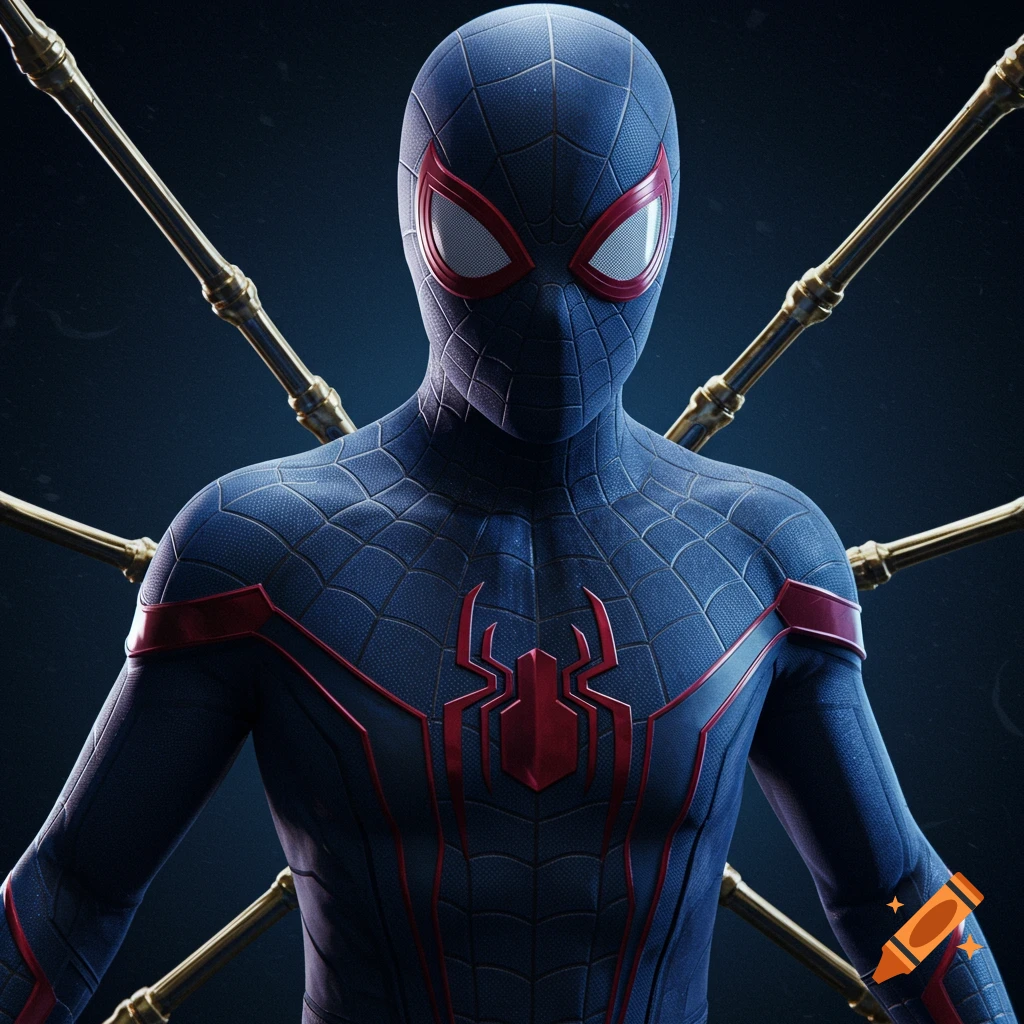 Close-up of a damaged, dark red and blue superhero costume with a ...