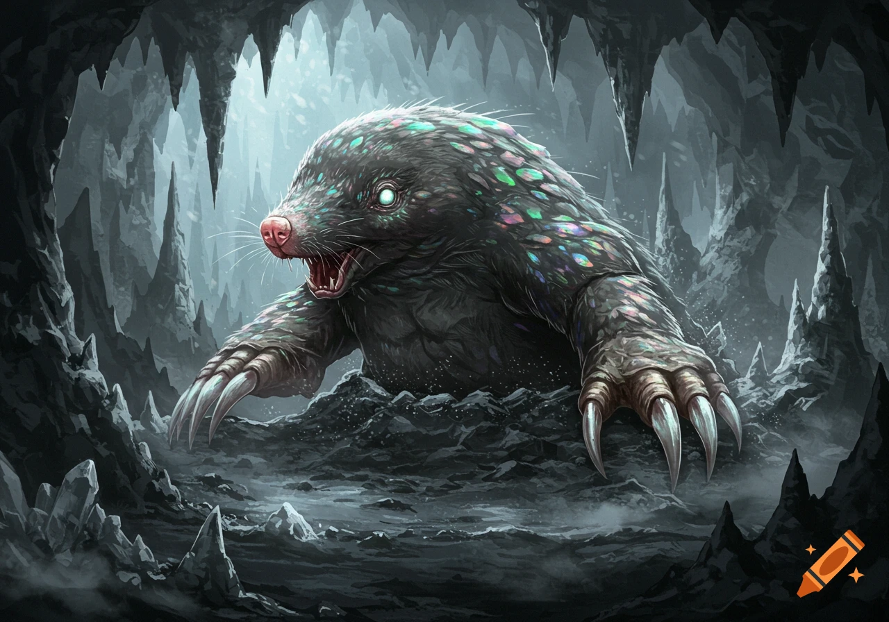 A green, spiky Venus flytrap monster with sharp white teeth, a long ...