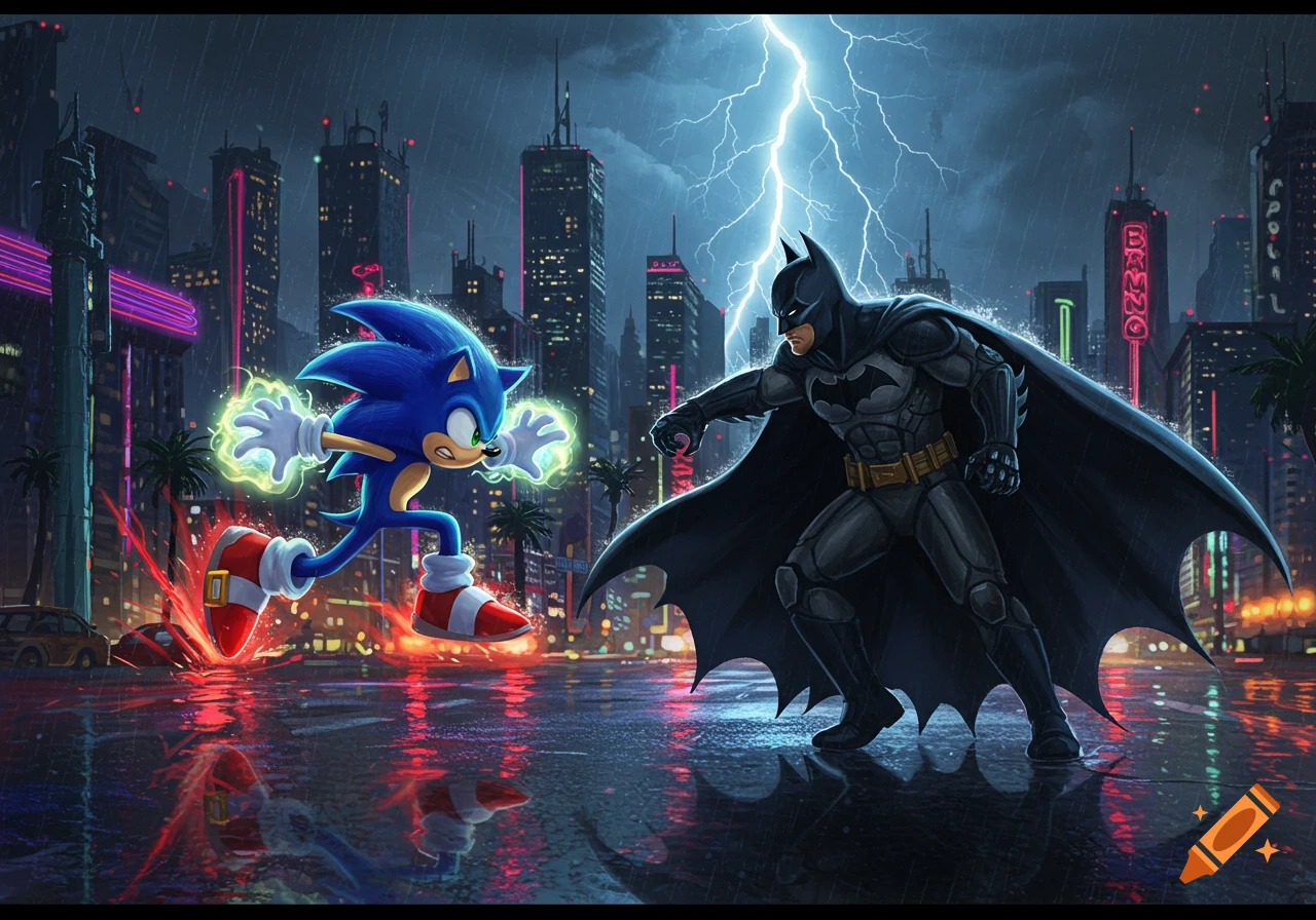 Sonic and Shadow the Hedgehog clash with powerful energy blasts in a ...