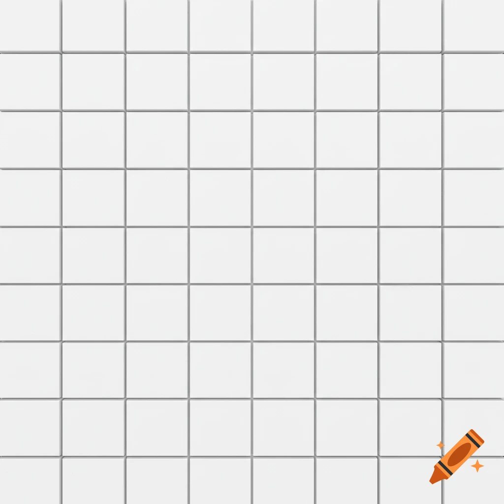 A seamless white square grid pattern with subtle gray lines and shadows ...