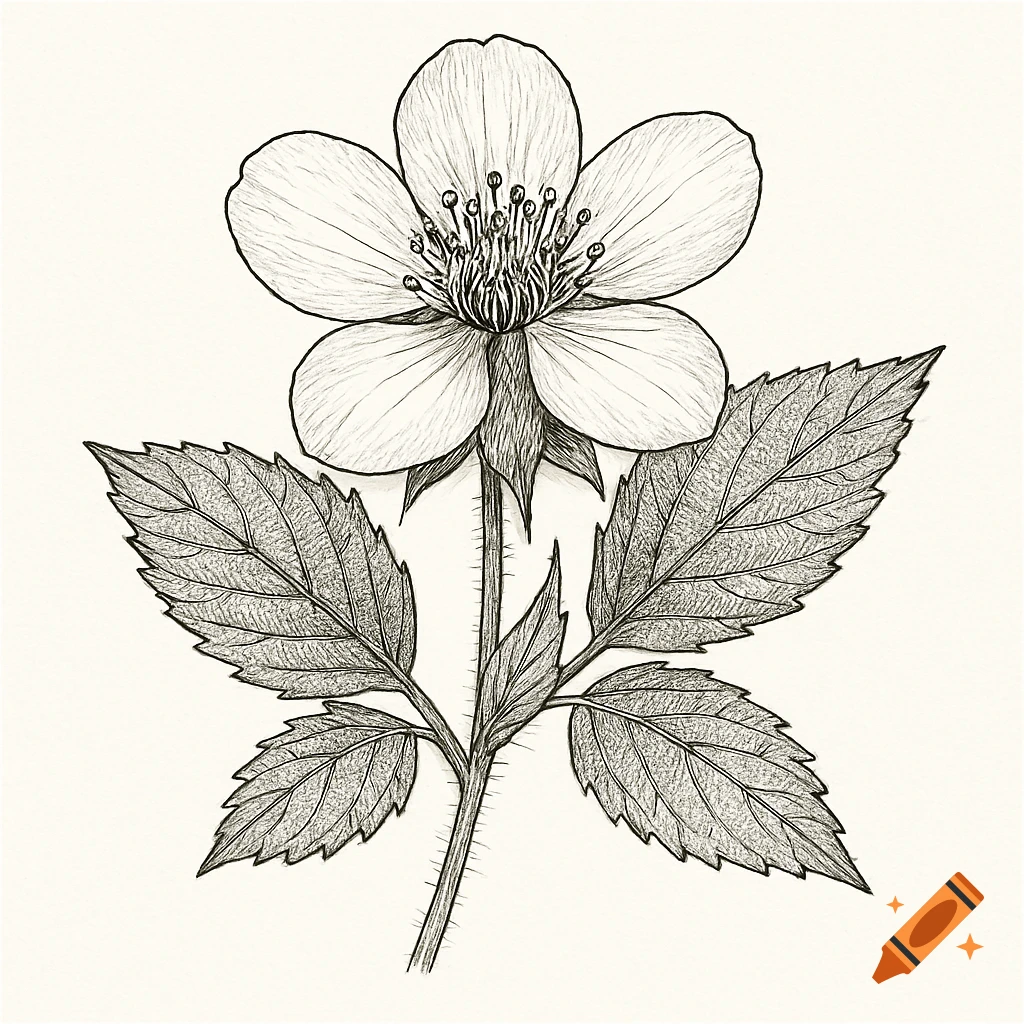 A minimalist thin-line outline drawing of a Mirabilis (four o ...