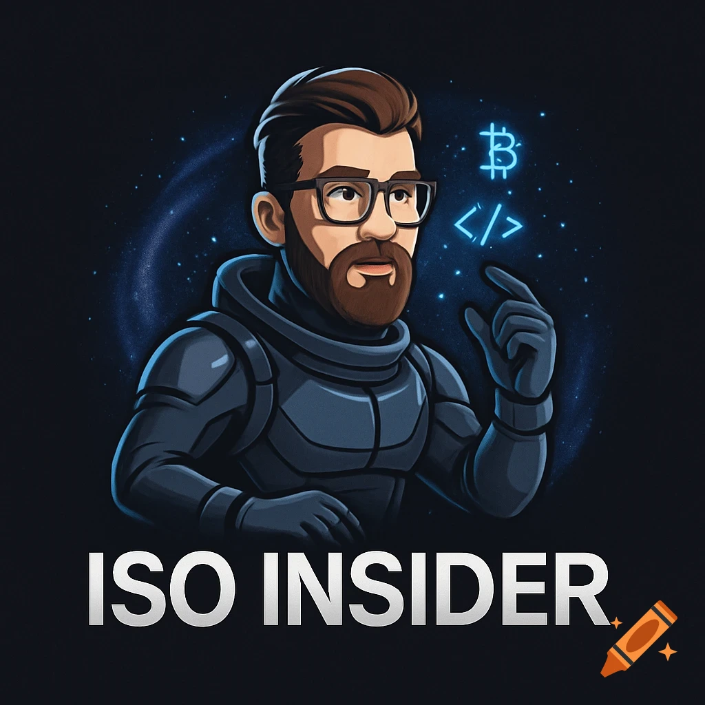 Digital art logo of a bearded man in a space suit with glasses, with ...
