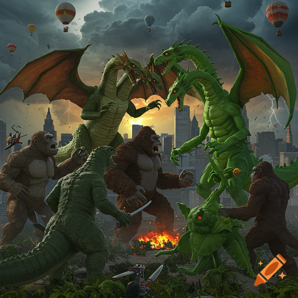 A detailed digital art of a red cyborg Charizard standing in a dark ...