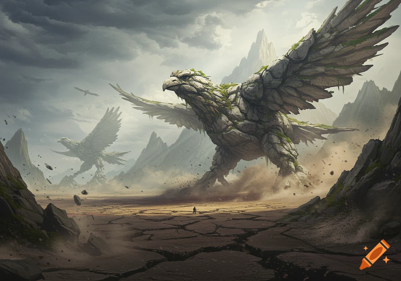 Dramatic mountain landscape with immense rock formations resembling ...