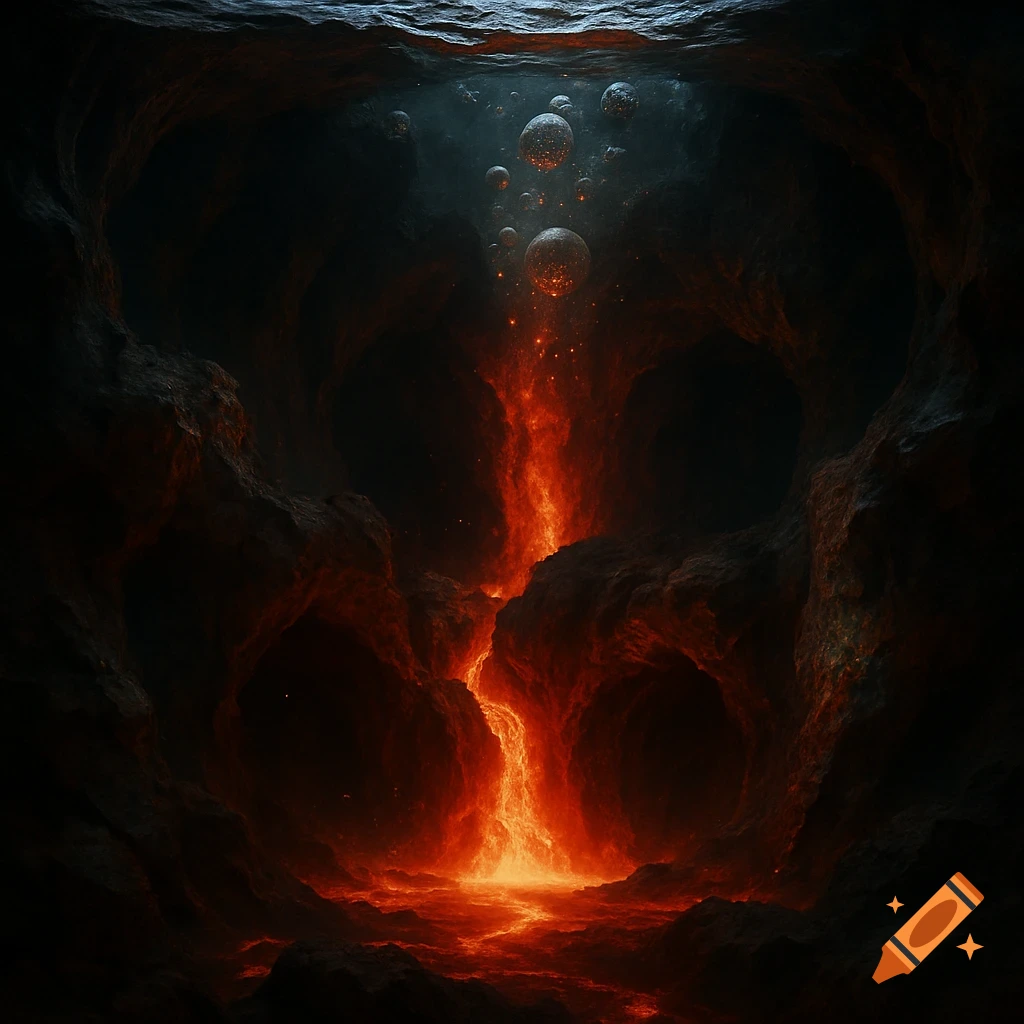 Fire consuming ancient ruins in a mystical forest setting on Craiyon