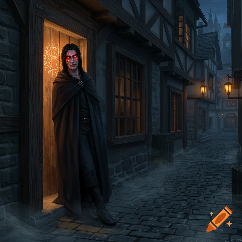 A cloaked wizard with white hair, a dark expression, and jagged hands ...