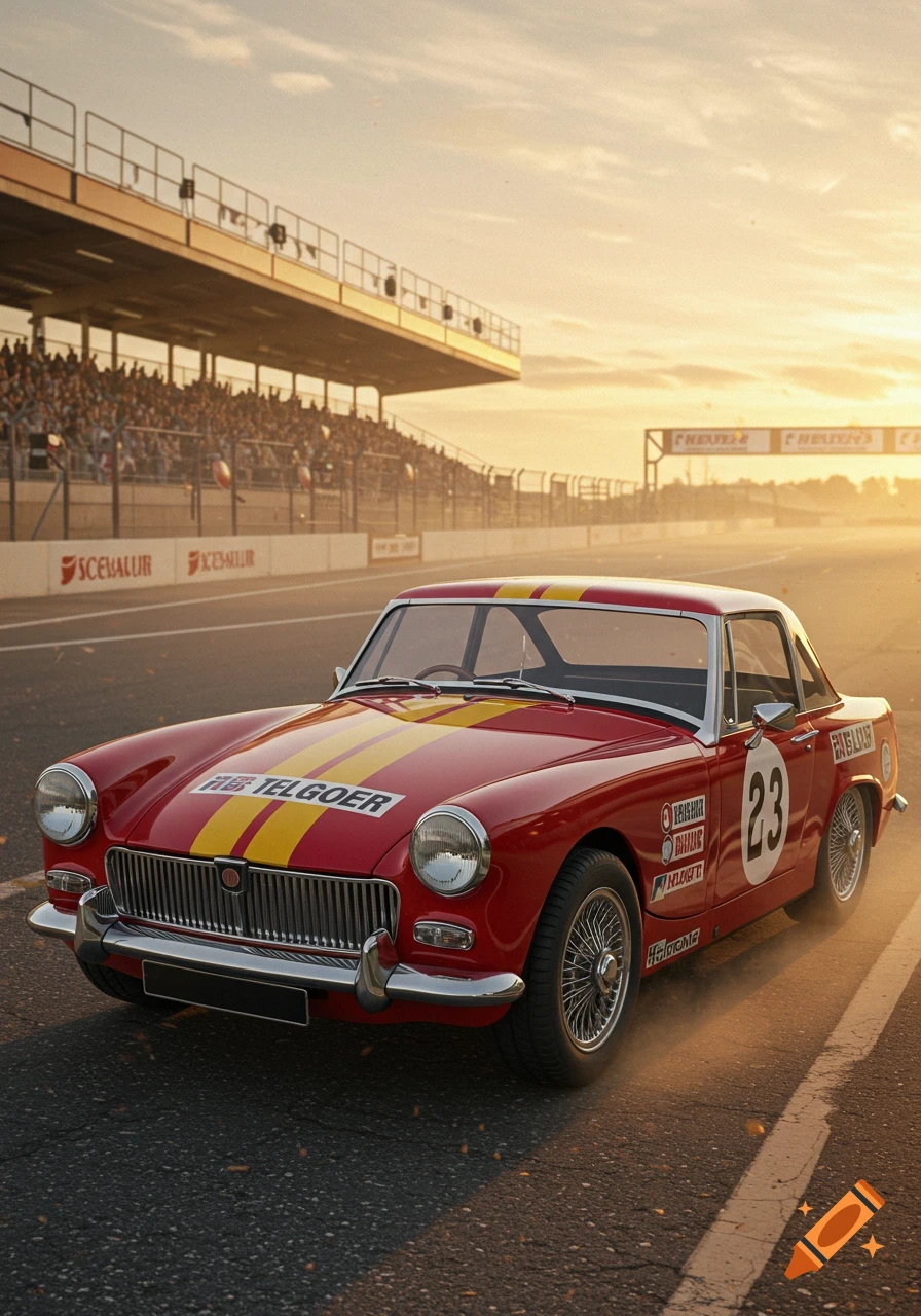 A red Mini Cooper with white stripes, adorned with a Santa hat and ...