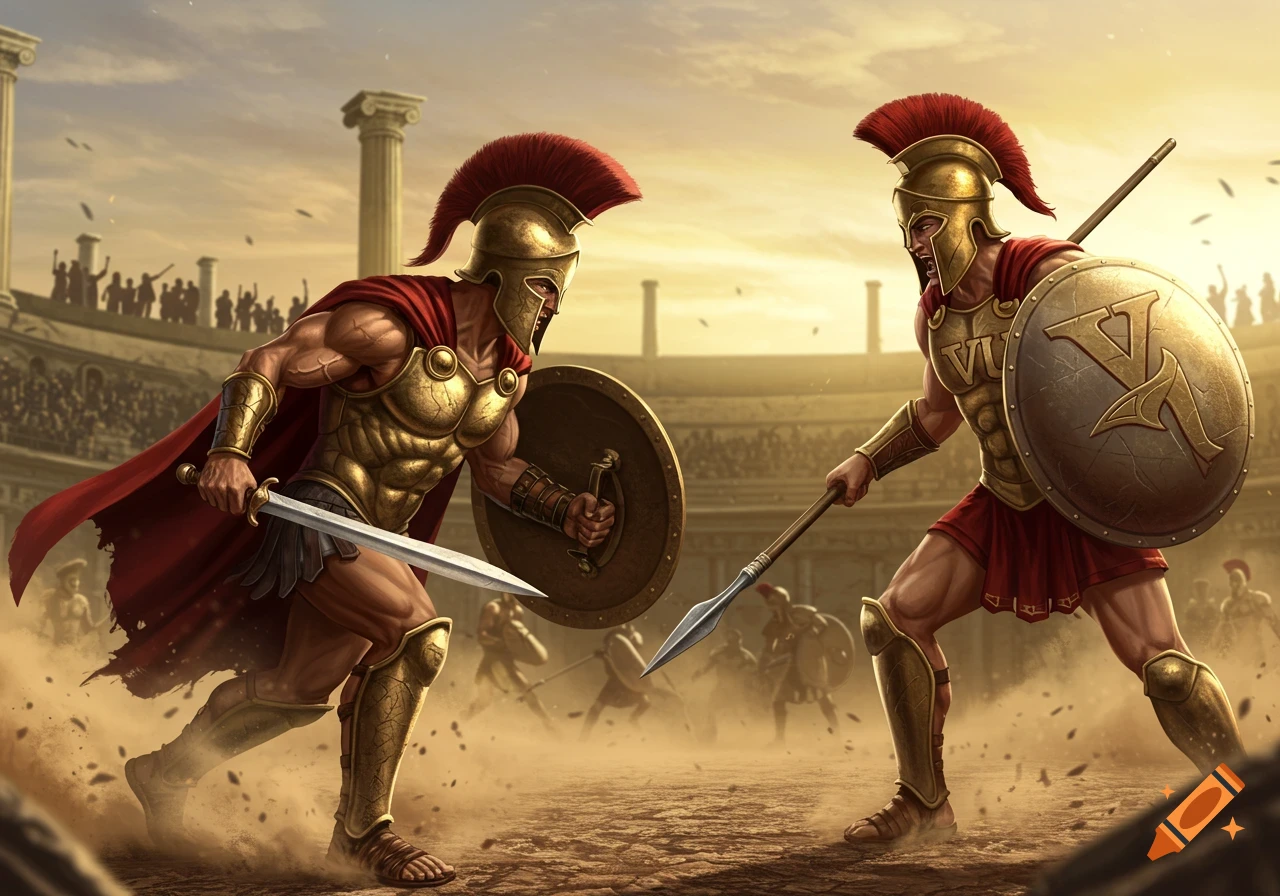 Three strong, armored archers drawing bows, ready to fire arrows ...