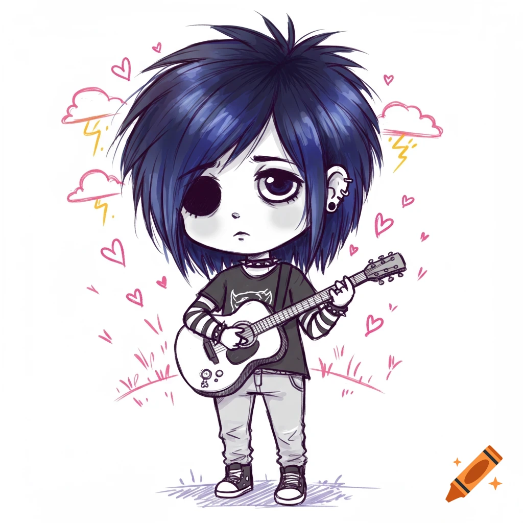 Emo boy with fringe hanging over his eyes on Craiyon