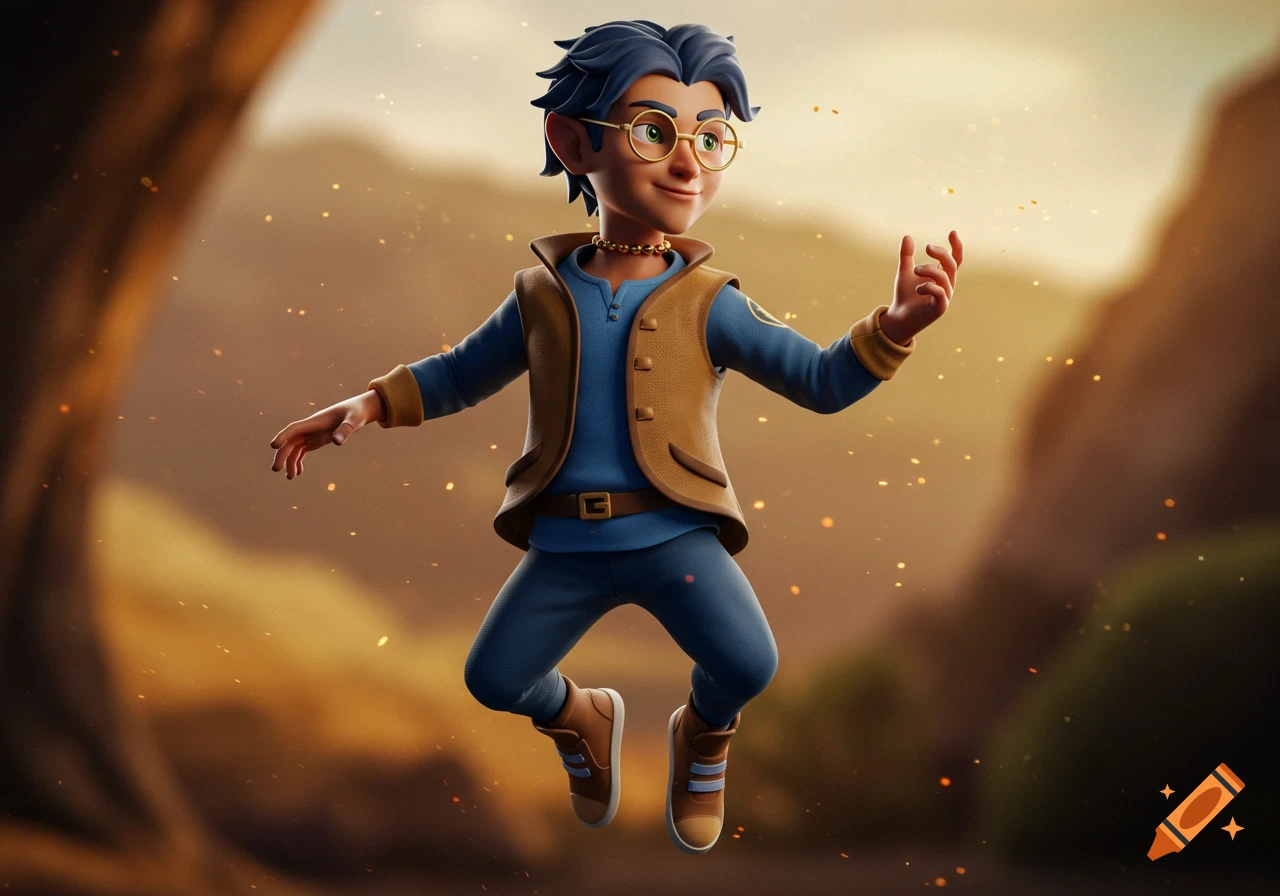 An anime-style boy with red hair, wearing a red hoodie and jeans, gives ...