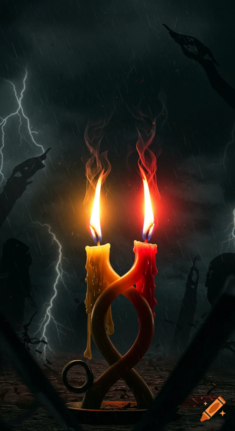 A stylized Molotov cocktail illustration with a flaming wick and ...