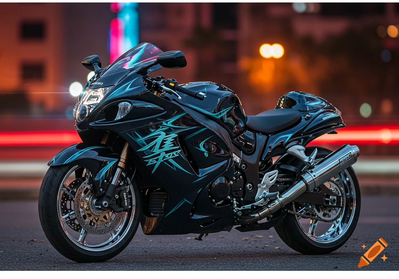 Photorealistic metallic black and grey Suzuki GSR 600 motorcycle with ...