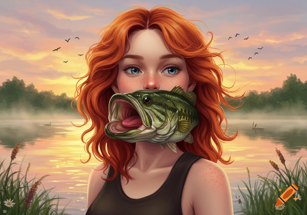 Draw+girl+fishing created on Craiyon