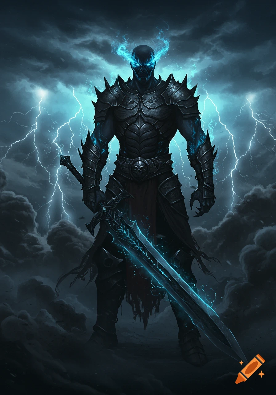 A blue-skinned male ice archer with glowing hair and armor holds a luminous ice bow and arrow in ...