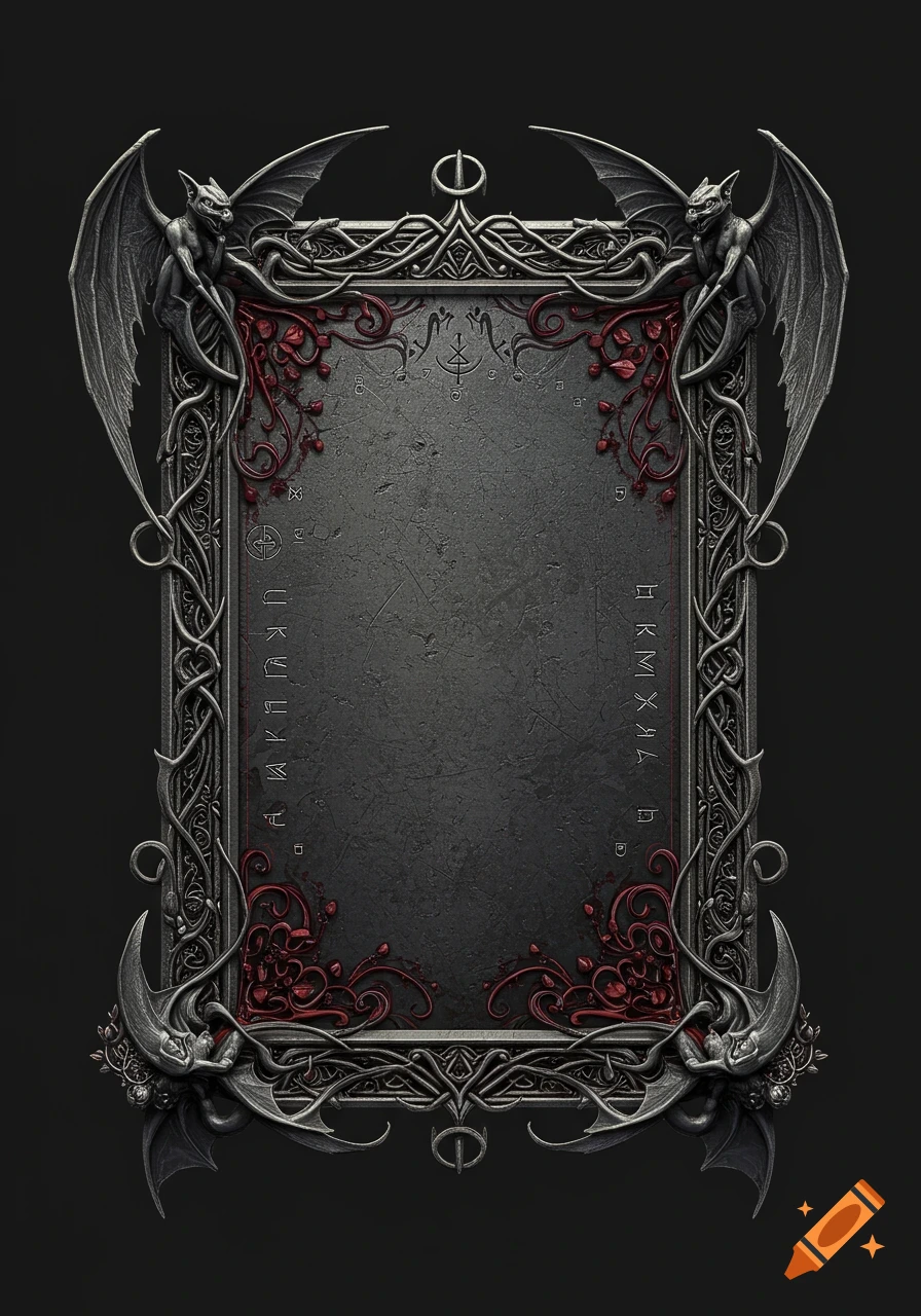 A sepia-toned fantasy page template with ornate brown borders ...