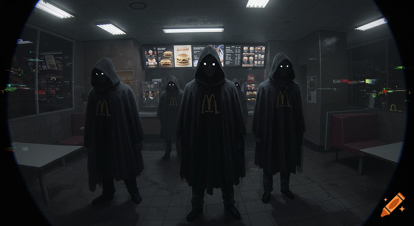 A grainy, green-tinted CCTV still shows a woman with dark hair in a red ...