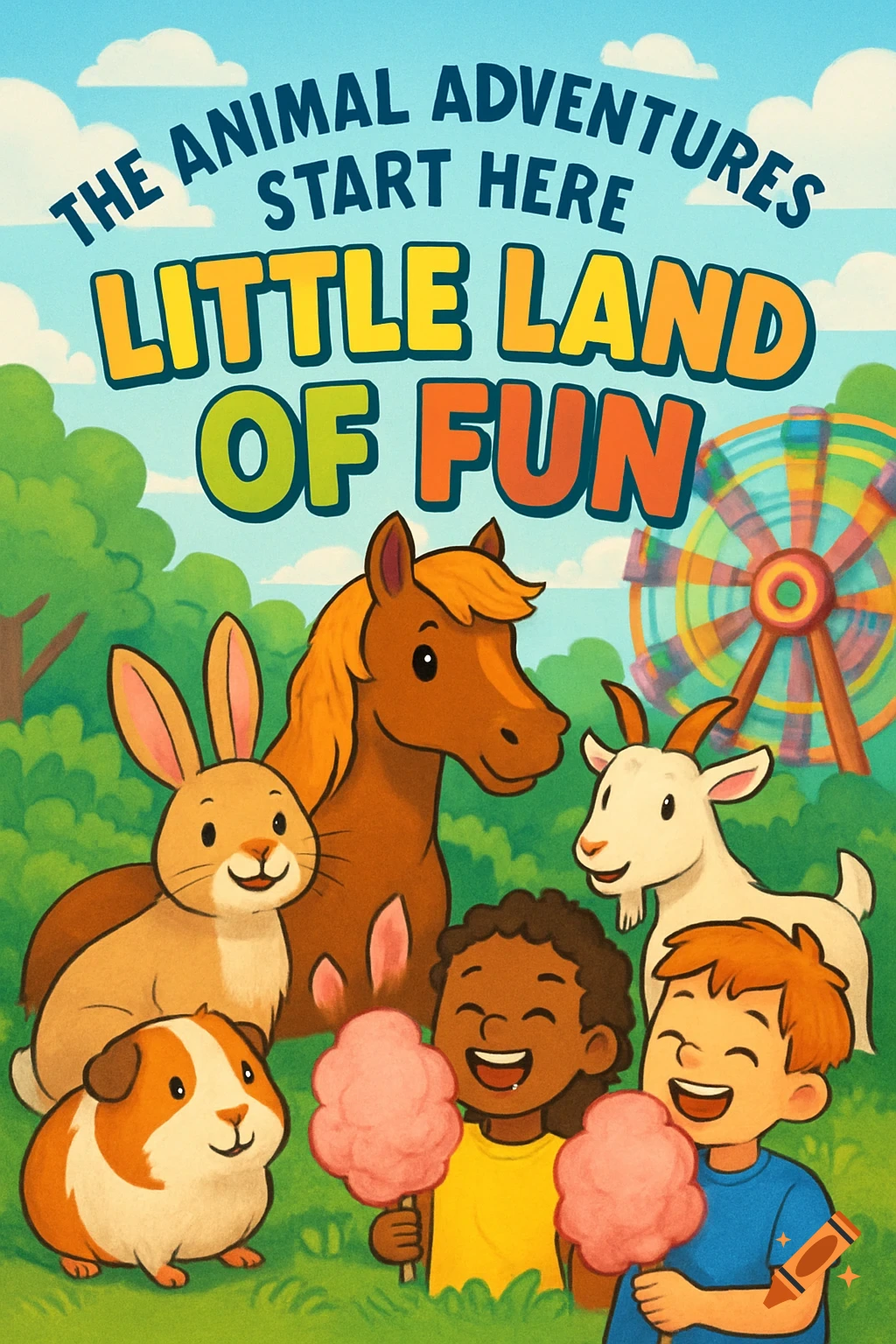 Cartoon illustration for Little Land of Fun theme park featuring a ...