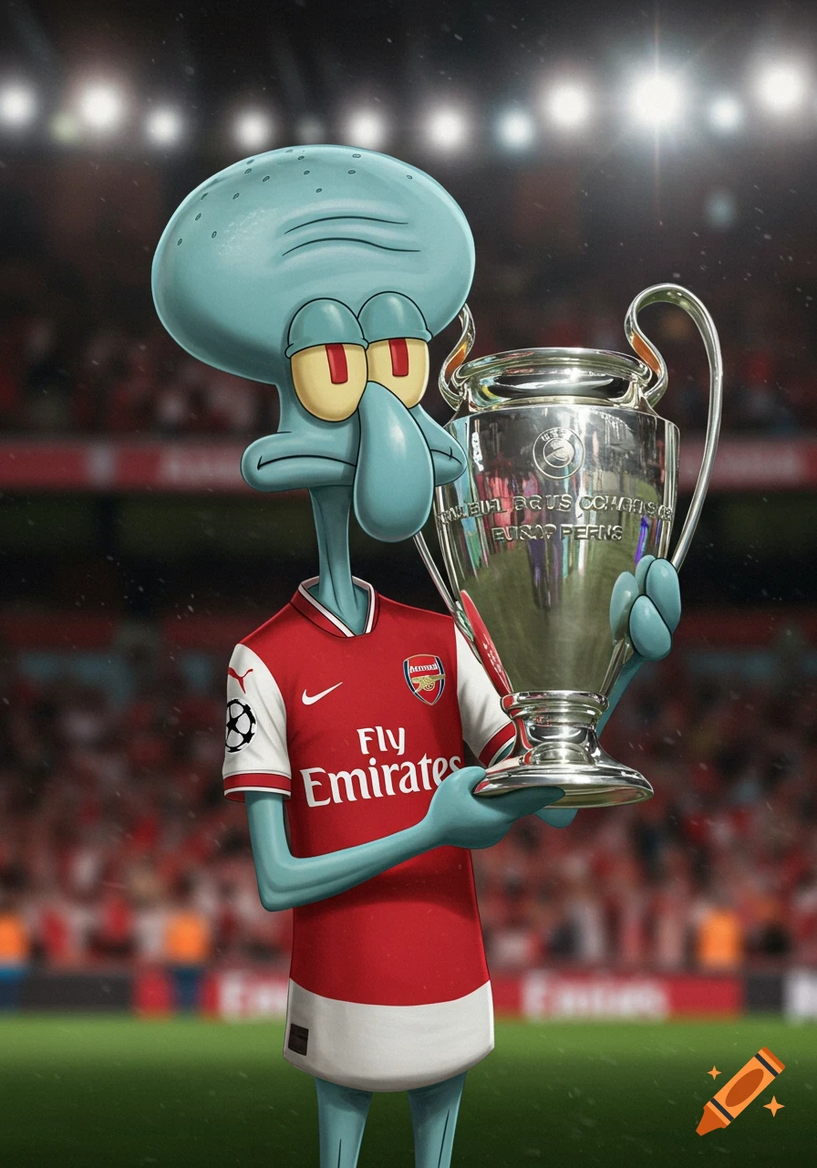 Squidward Tentacles from Spongebob Squarepants wears a red Arsenal ...