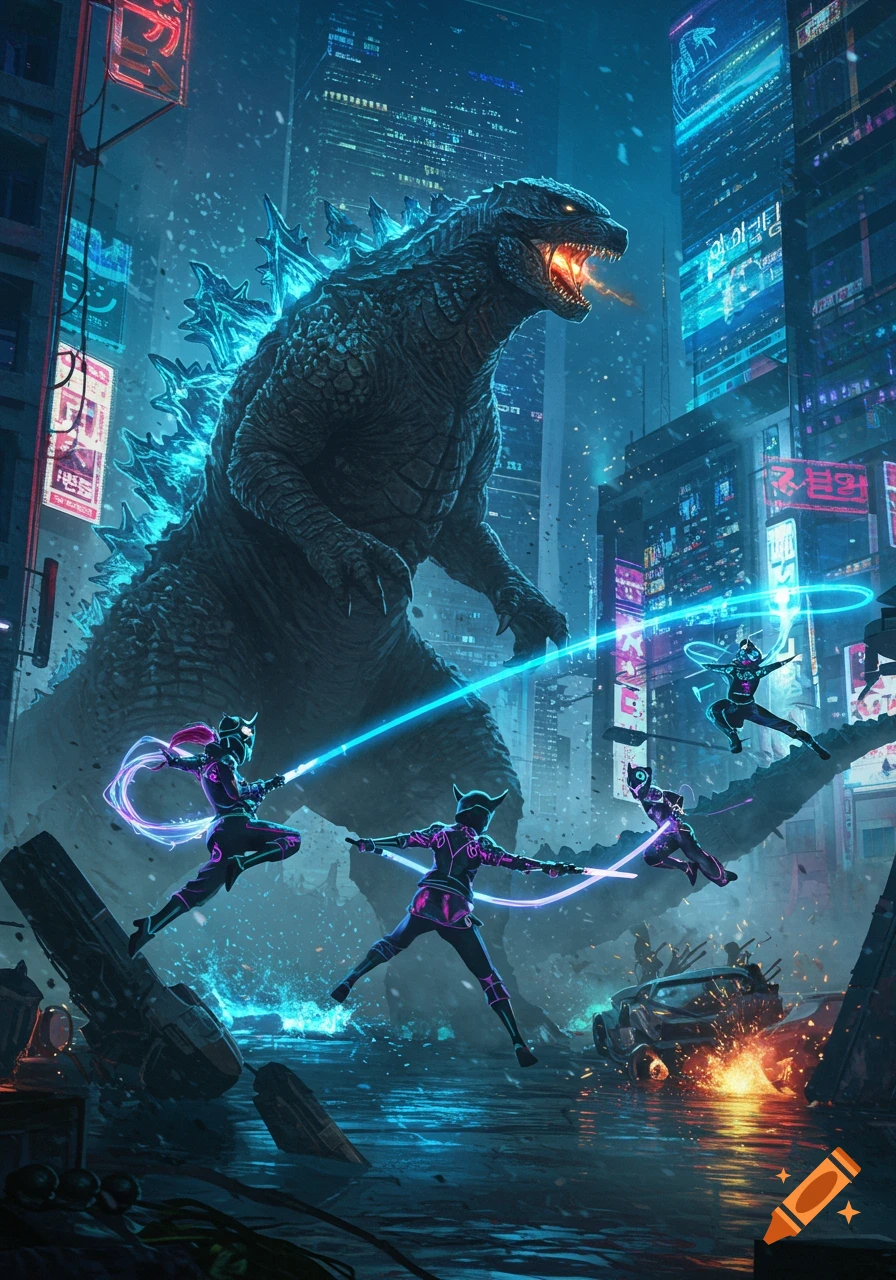 Sketsa+robot+godzilla created on Craiyon