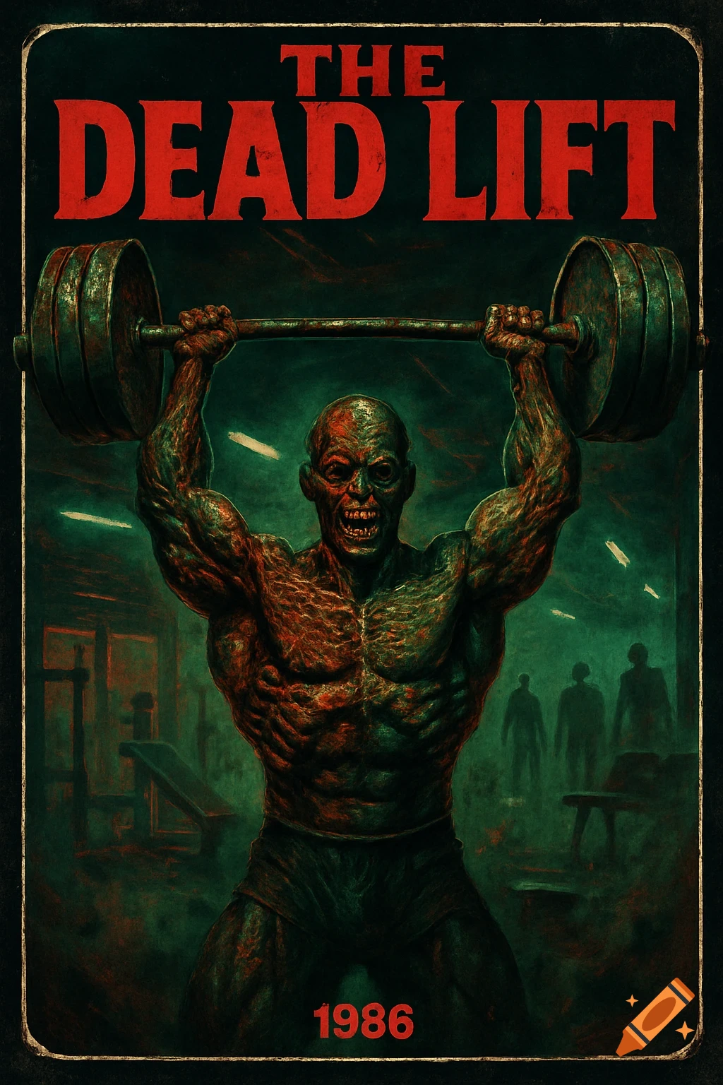 A gritty horror movie poster for 'The Dead Lift' featuring a muscular ...